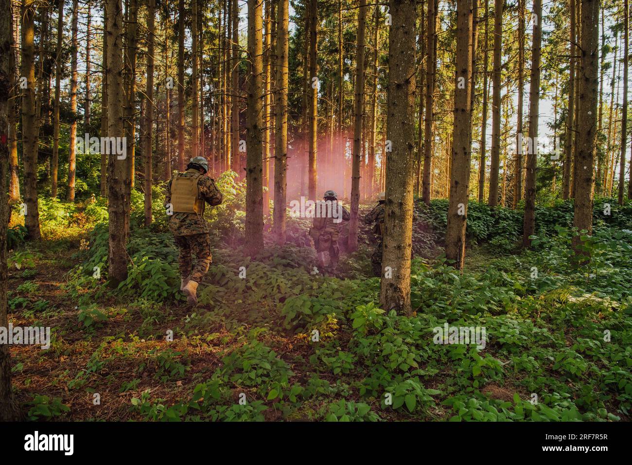 A group of modern warfare soldiers is fighting a war in dangerous ...