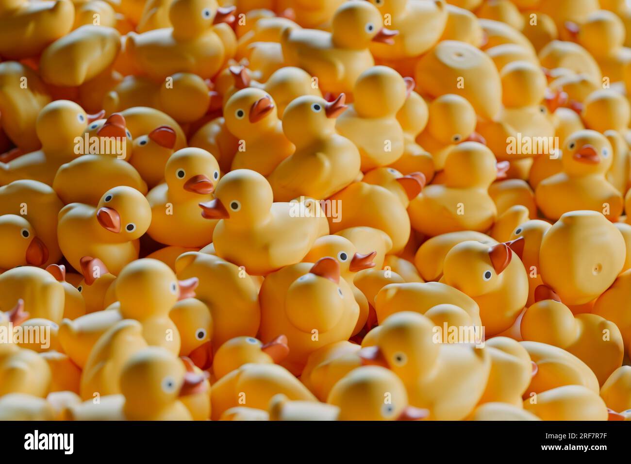 A Big Pile of Yellow Rubber Ducks Closeup Rendering Image for Playful ...