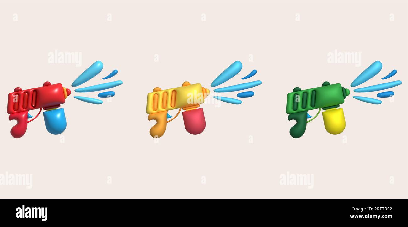 3d icon.Water gun illustration. Plastic summer toy. Colorful design for ...