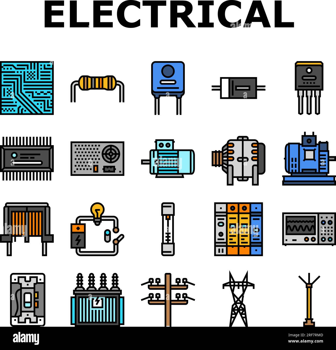 electrical engineer industry work icons set vector Stock Vector Image ...