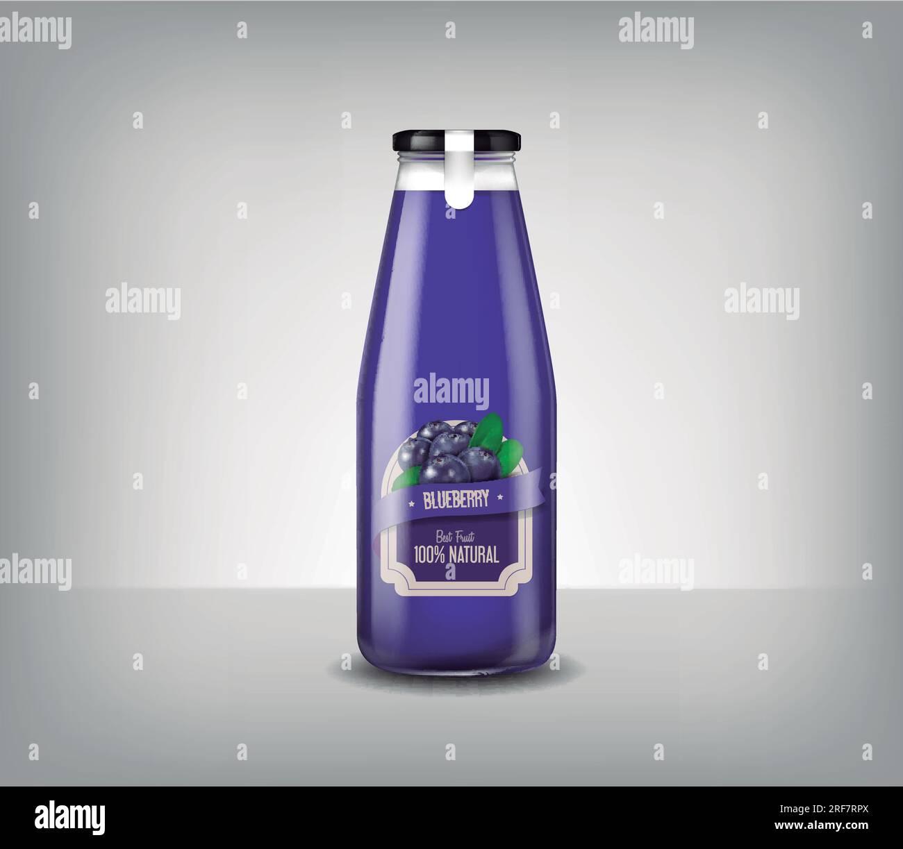 Realistic glass bottle of blueberry juice, drink isolated Stock Vector ...