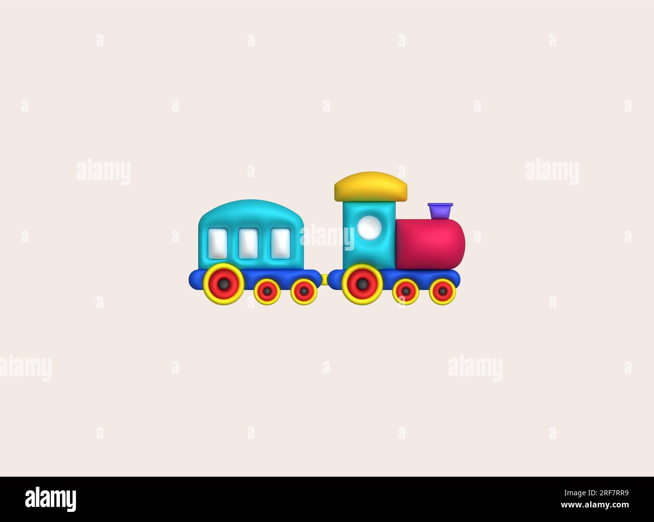 3d icon children's constructor train with trailers. The concept of ...