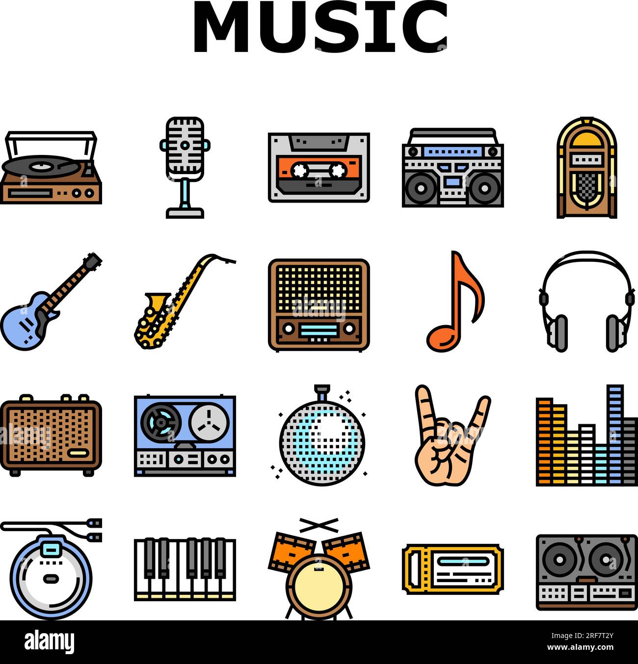 retro music vintage style icons set vector Stock Vector Image & Art - Alamy