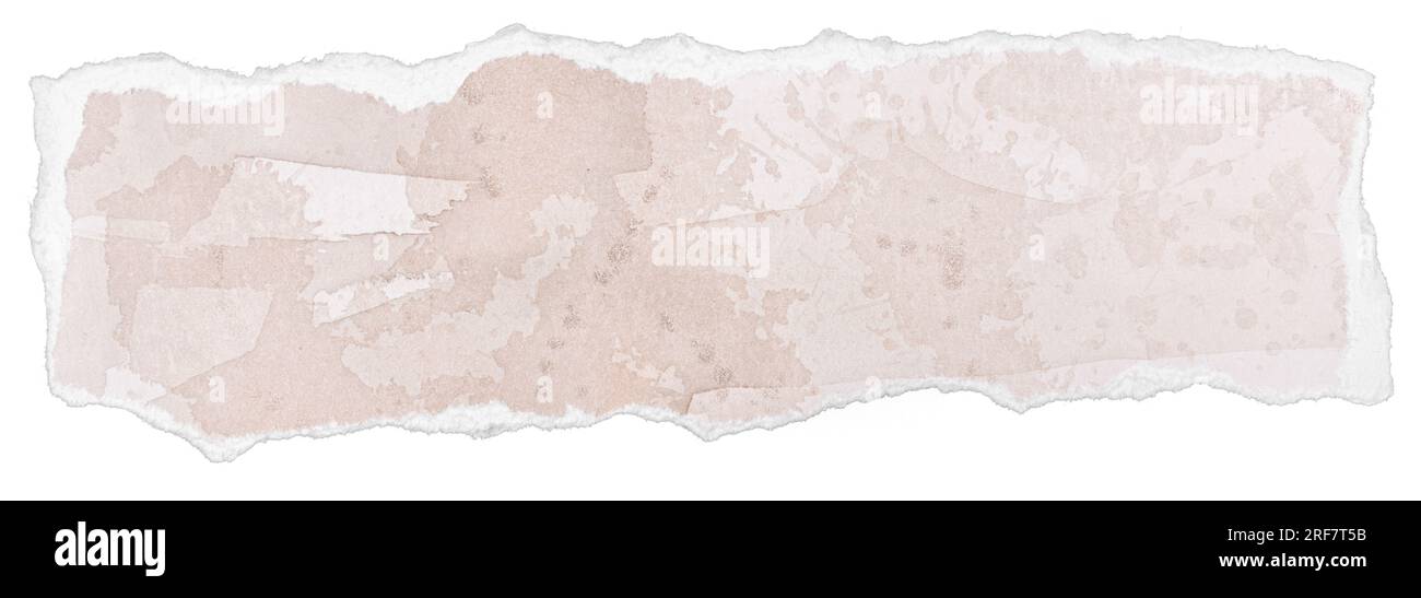 Ripped beige watercolor paper note message isolated on white background ...