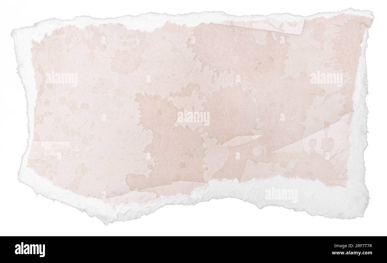 Ripped beige watercolor paper note message isolated on white background ...