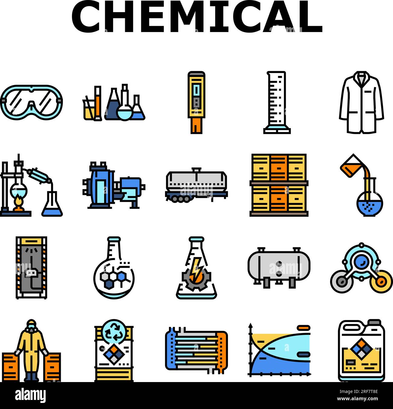 chemical engineer research icons set vector Stock Vector Image & Art ...