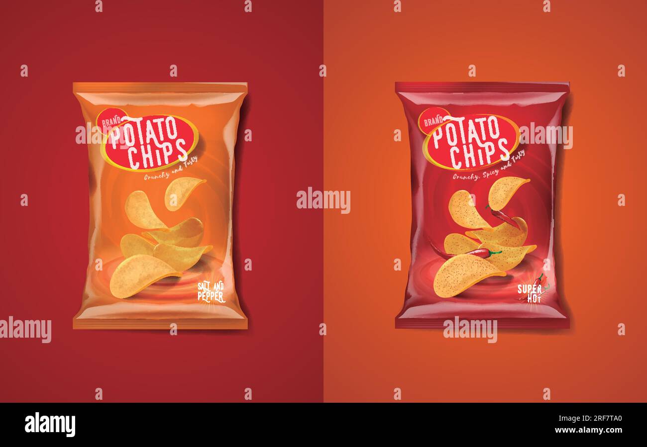 Potato chips advertisement bag, classic salt and pepper flavor and ...