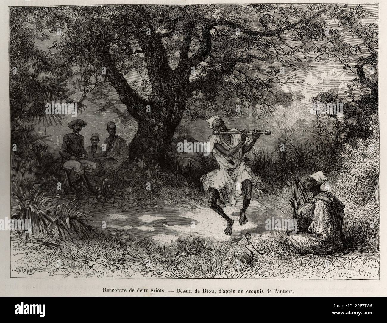 Rencontre de deux griots, le capitaine Binger, assis a l'ombre profite ...