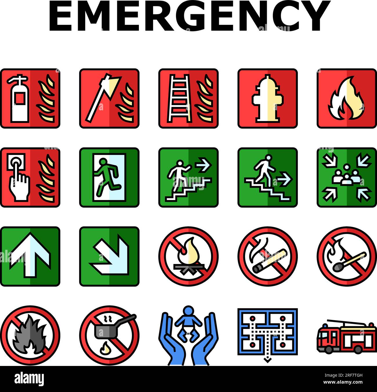 emergency safety security danger icons set vector Stock Vector Image ...