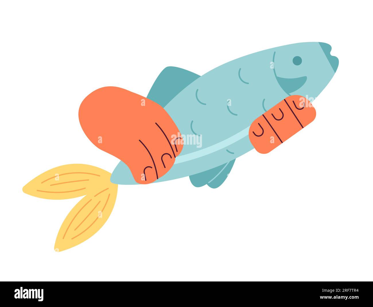 Hand holding fresh fish semi flat colour vector object Stock Vector ...
