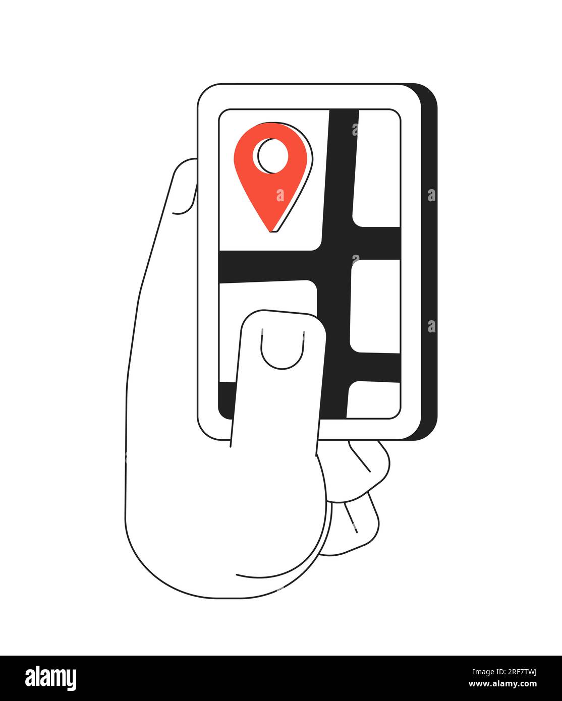 Hand holding gps smartphone monochrome flat vector object Stock Vector ...