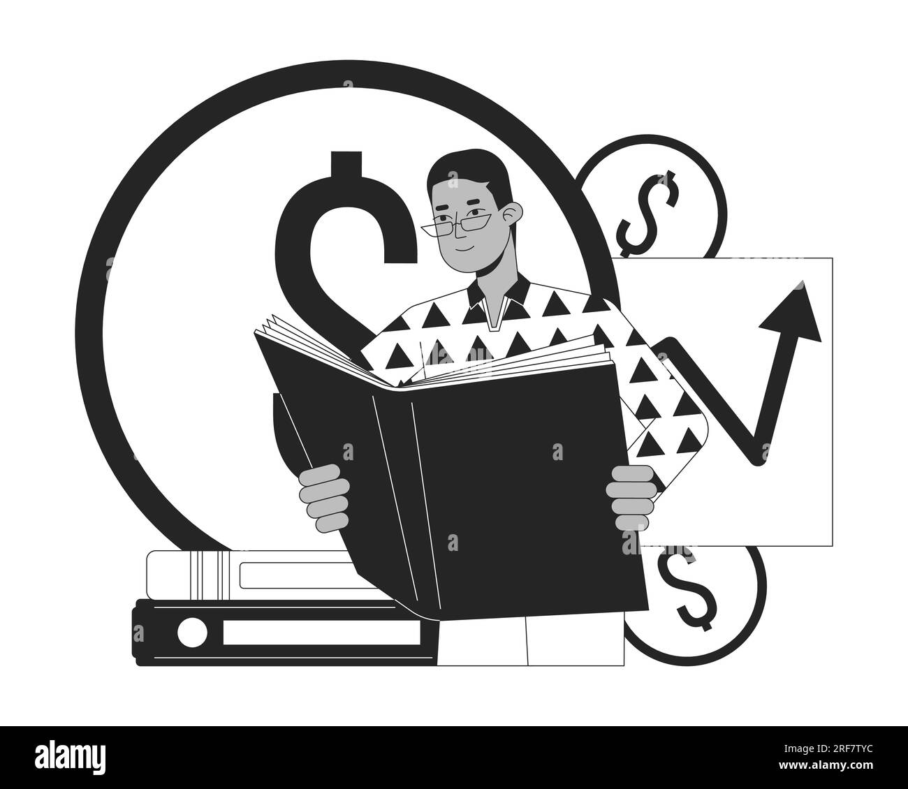 Financial education bw concept vector spot illustration Stock Vector ...