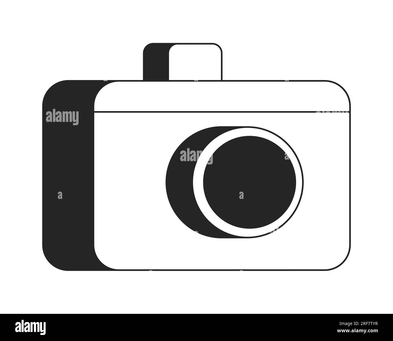 Professional Camera Flat Monochrome Isolated Vector Object Stock Vector
