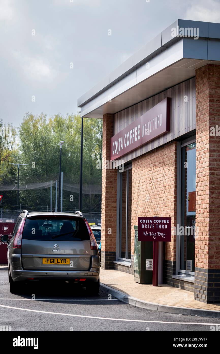 A Costa Coffee drive thru in Newbury Berkshire Stock Photo - Alamy