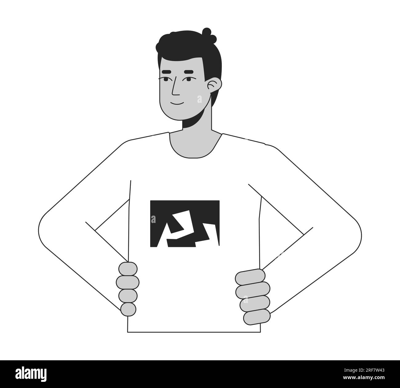 Self confident muslim man flat line black white vector character Stock ...