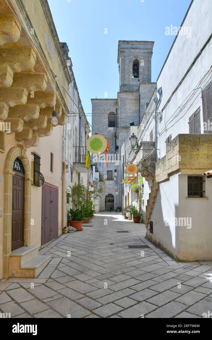 A characteristic street of Ruffano, an old village in the province of ...