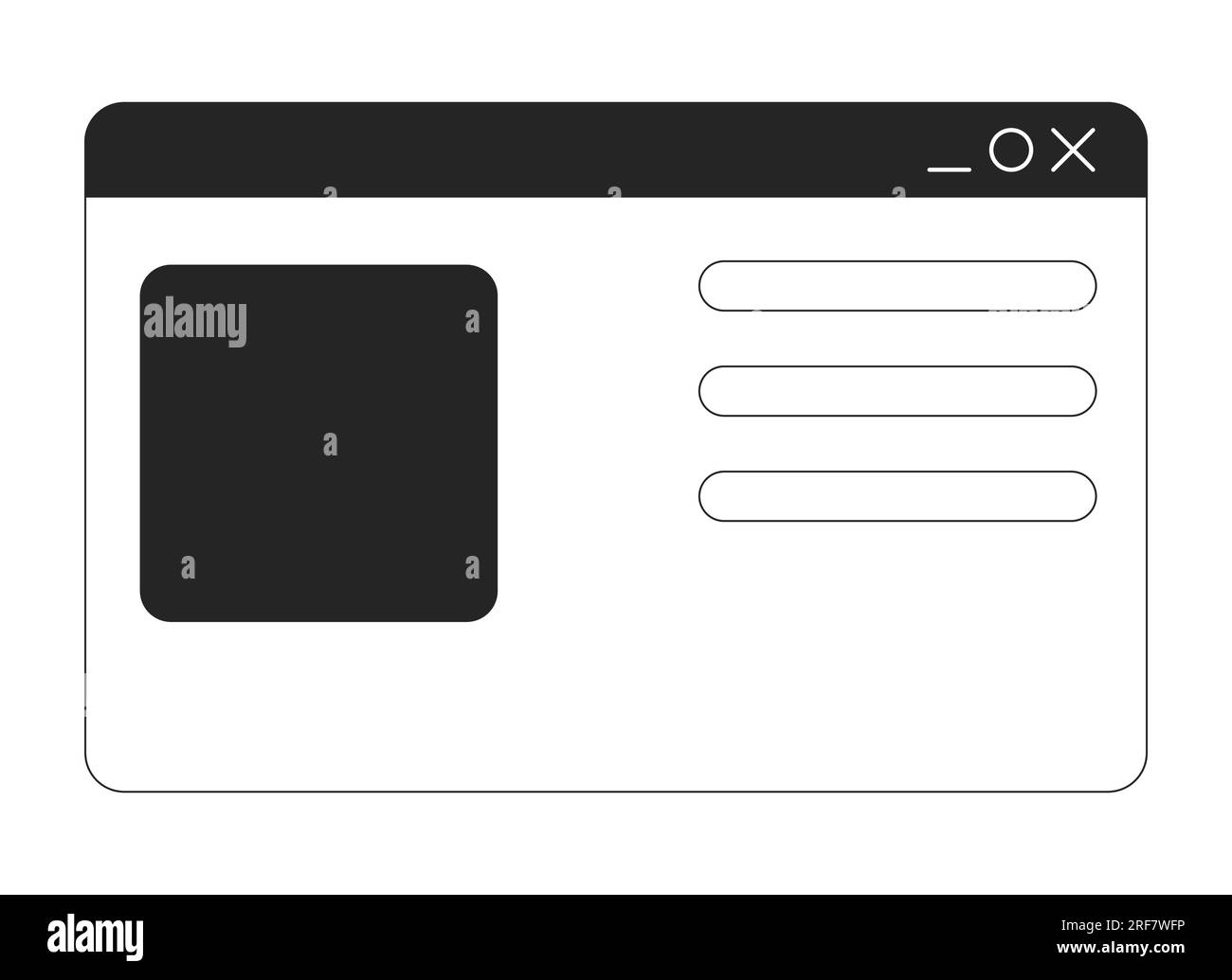Browser Window Mockup Flat Monochrome Isolated Vector Object Stock