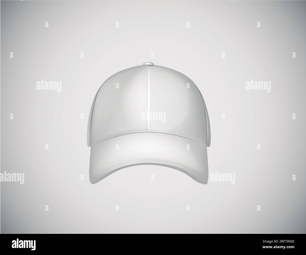 Realistic front view white baseball cap isolated on white background ...