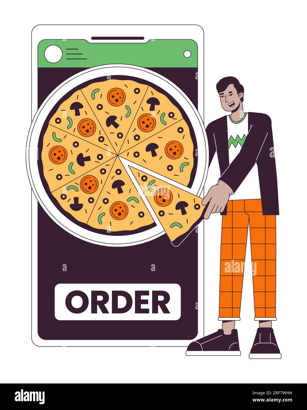 Online ordering food flat line concept vector spot illustration Stock Vector Image & Art - Alamy