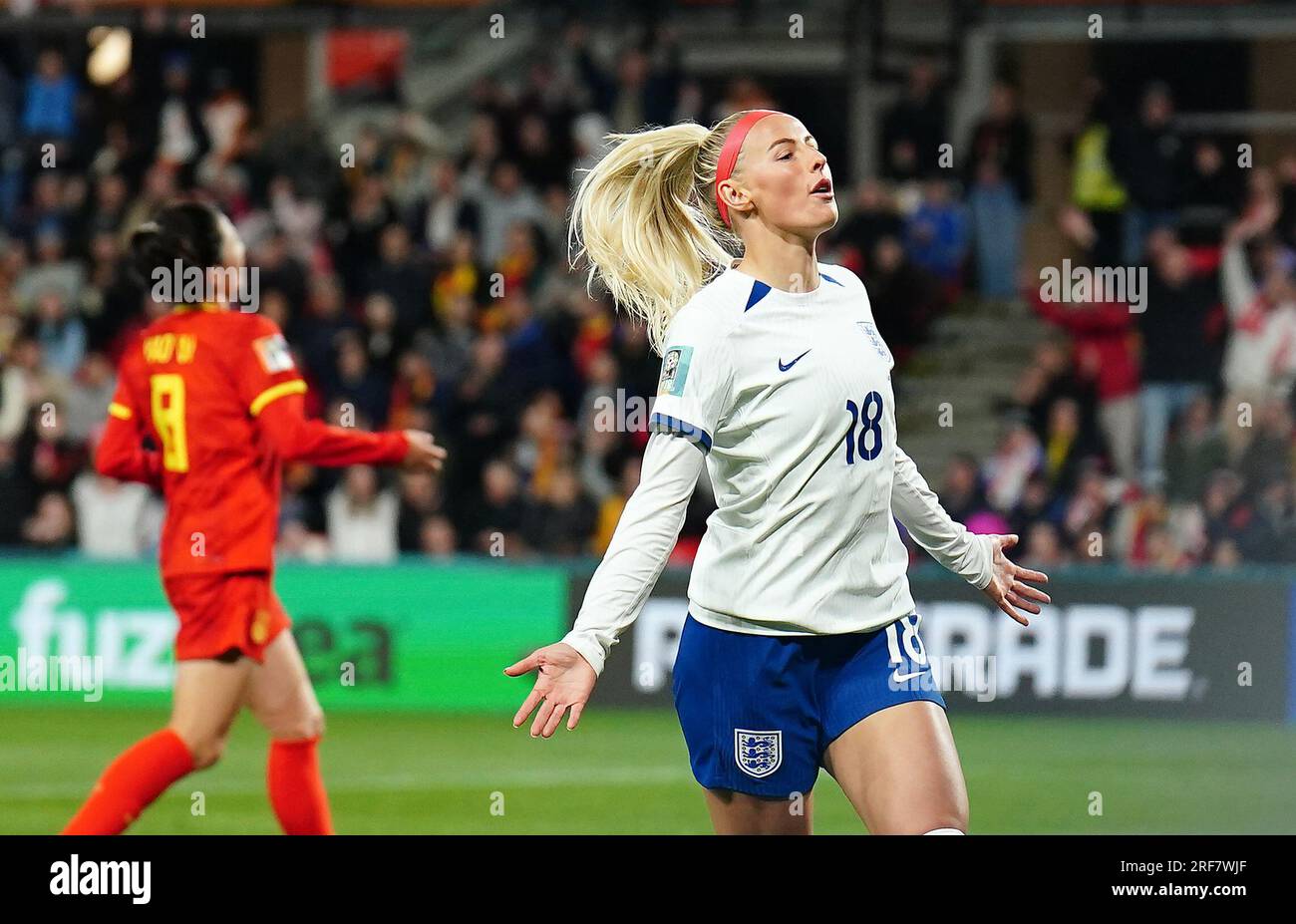 England’s Chloe Kelly celebrates scoring their side's fifth goal of the ...