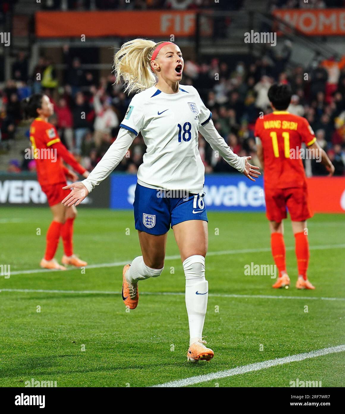 England’s Chloe Kelly celebrates scoring their side's fifth goal of the ...