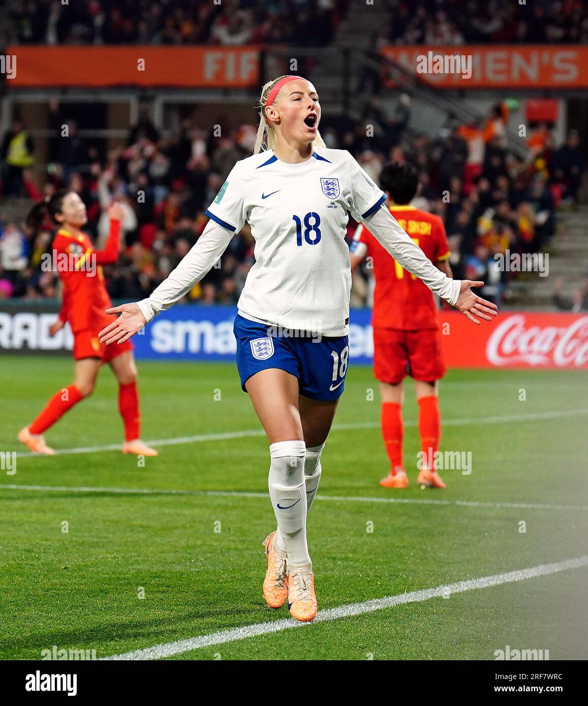 England’s Chloe Kelly celebrates scoring their side's fifth goal of the ...