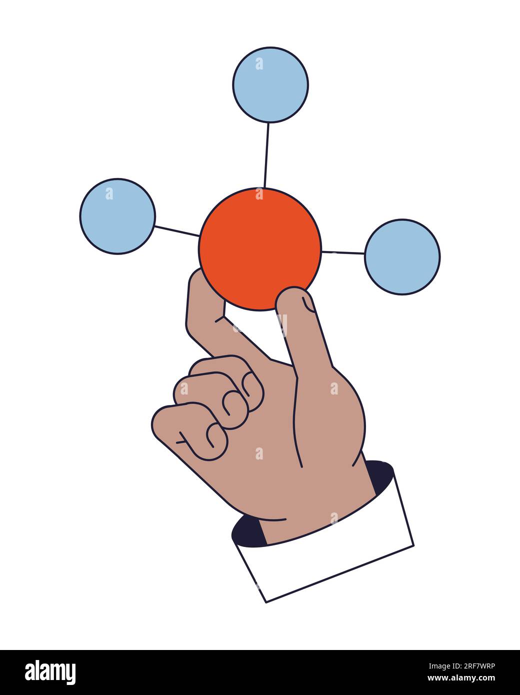 Hand Holding Molecule Flat Line Color Isolated Vector Object Stock