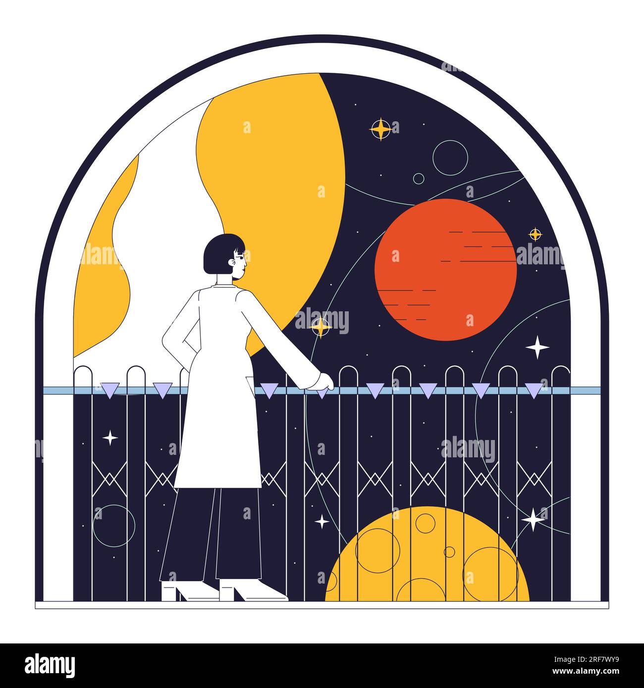 Space program flat line concept vector spot illustration Stock Vector ...