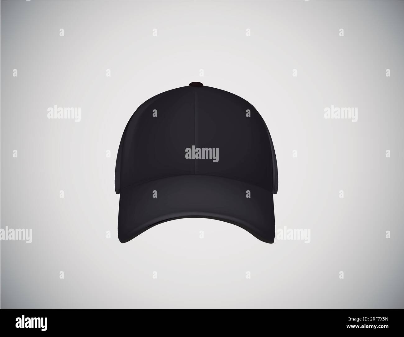 Realistic front view black baseball cap isolated on white background ...