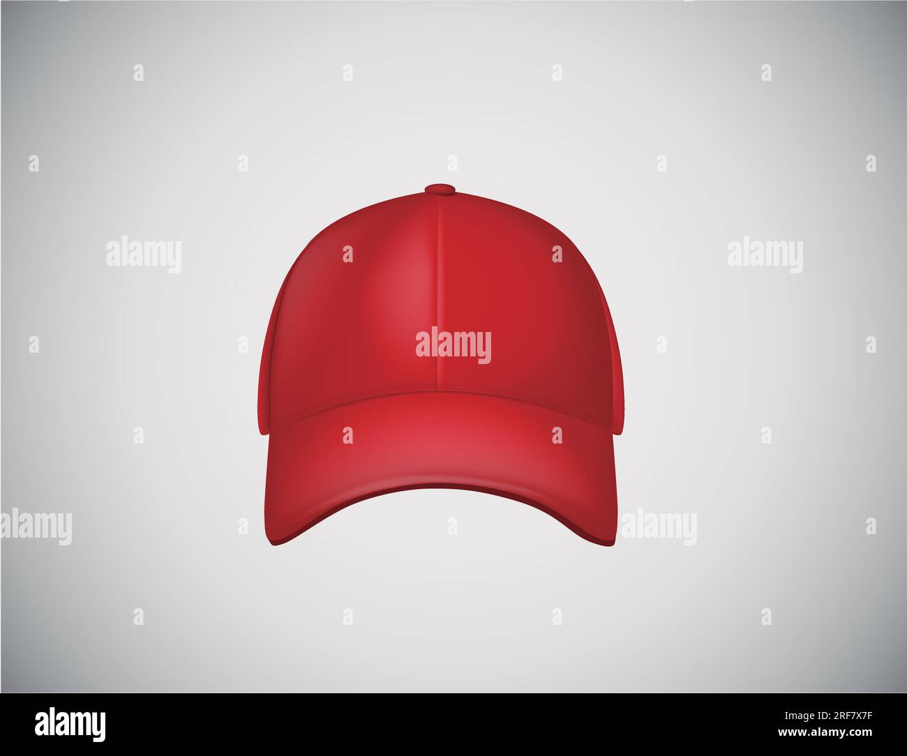 Realistic front view red baseball cap isolated on white background ...