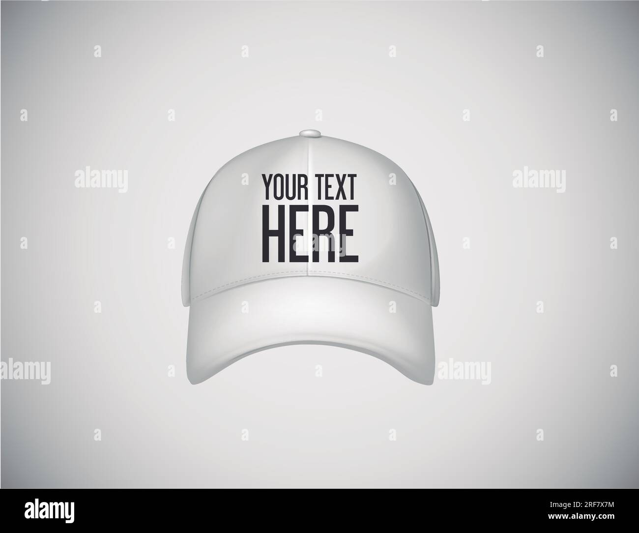 Realistic front view white baseball cap with logo lettering for ...