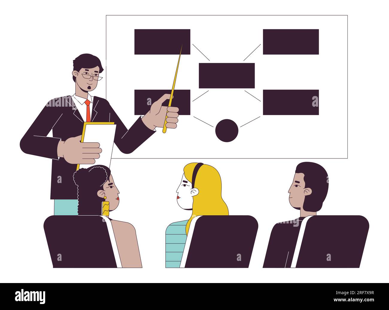 University professor lecture flat line vector spot illustration Stock ...