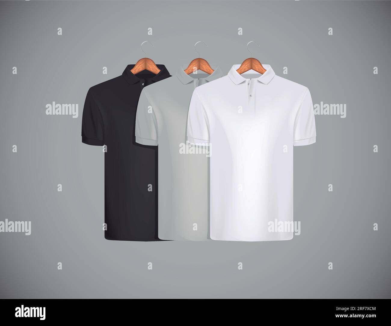 Men's slim-fitting short sleeve polo shirt for advertising. Black, gray ...