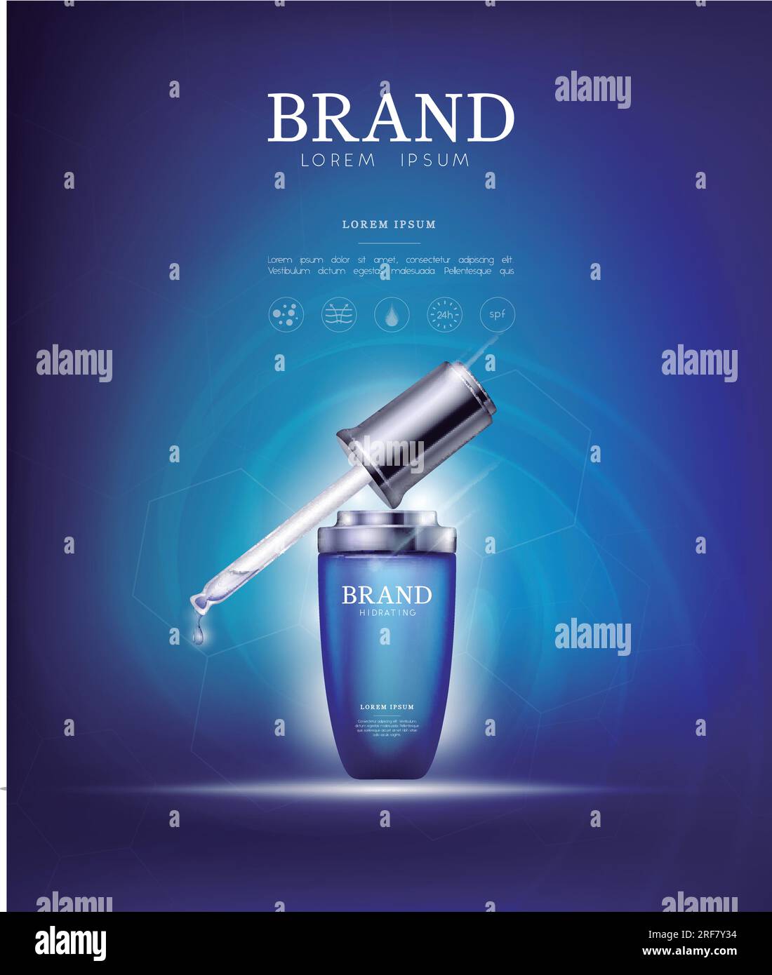 Serum essence aqua, sea with dropper in bottle. Skin care collagen ...
