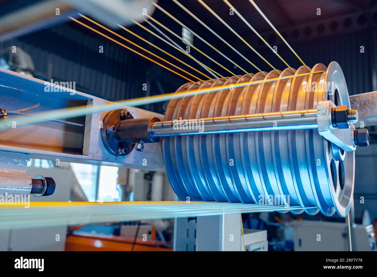 Inside a modern plant producing power electric cables and optical ...