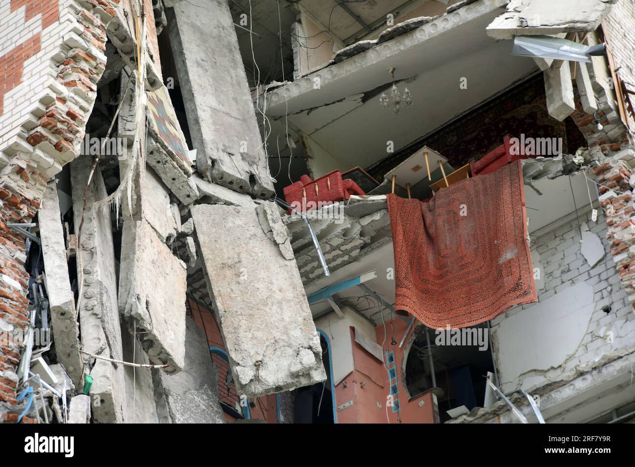 LYMAN, UKRAINE - JULY 29, 2023 - The damage caused by the shelling of ...