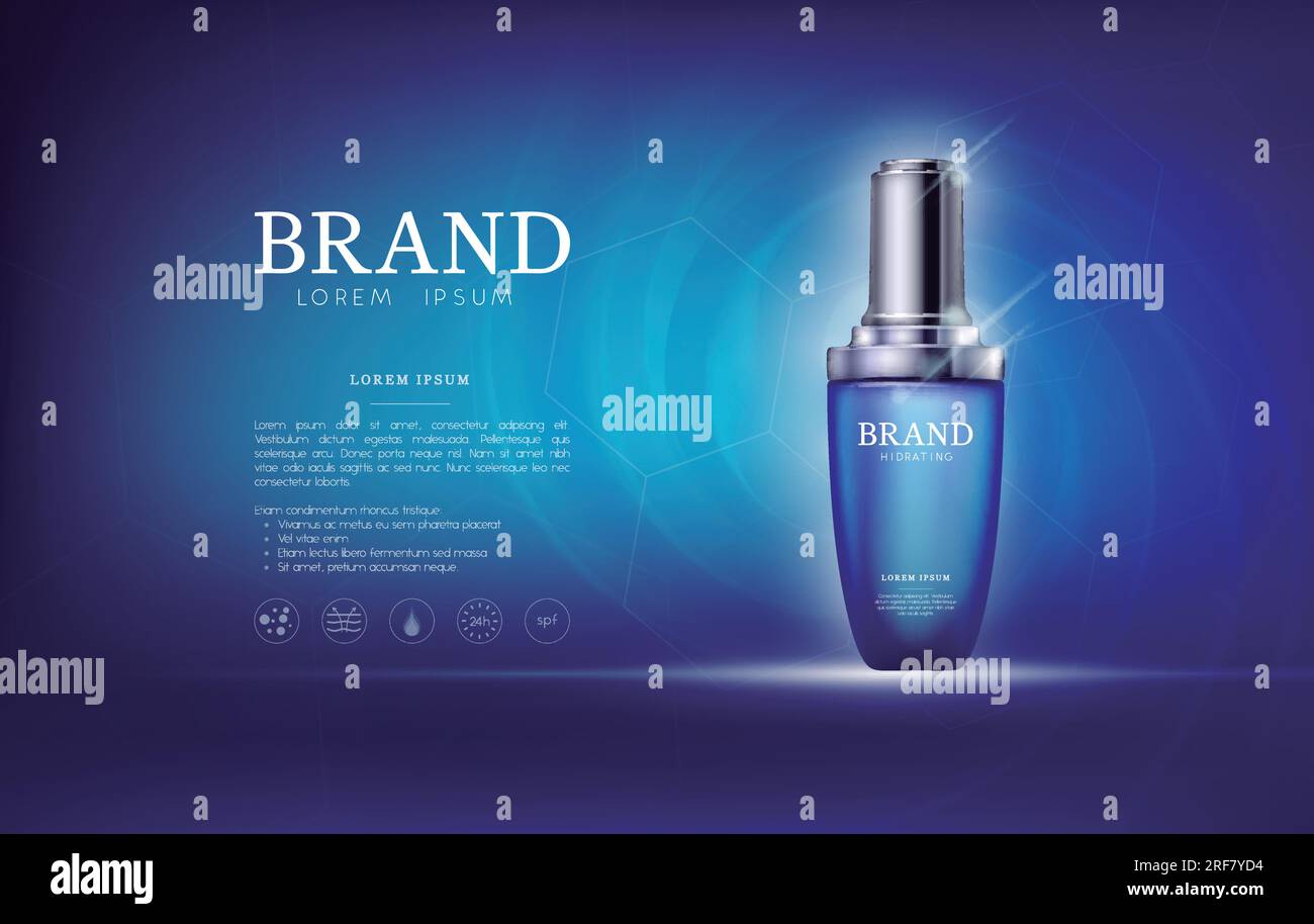 Serum essence aqua, sea with dropper in bottle. Skin care collagen ...
