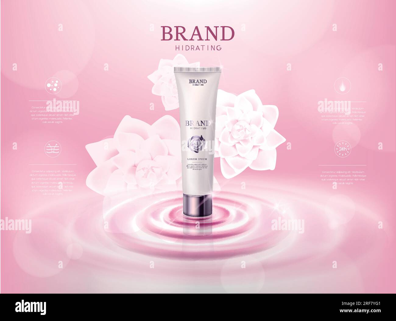 Moisturizing rose/camellia flower cosmetic skin in tube ads template ...