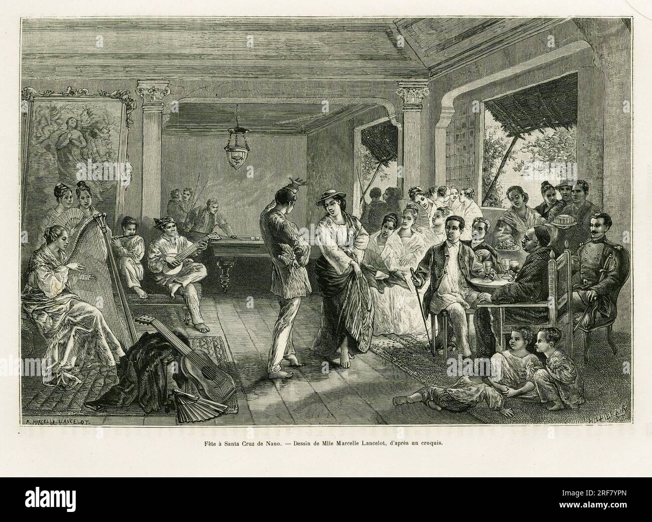 Fete a Santa Cruz de Nano. Gravure de Lancelot pour illustrer le recit ...