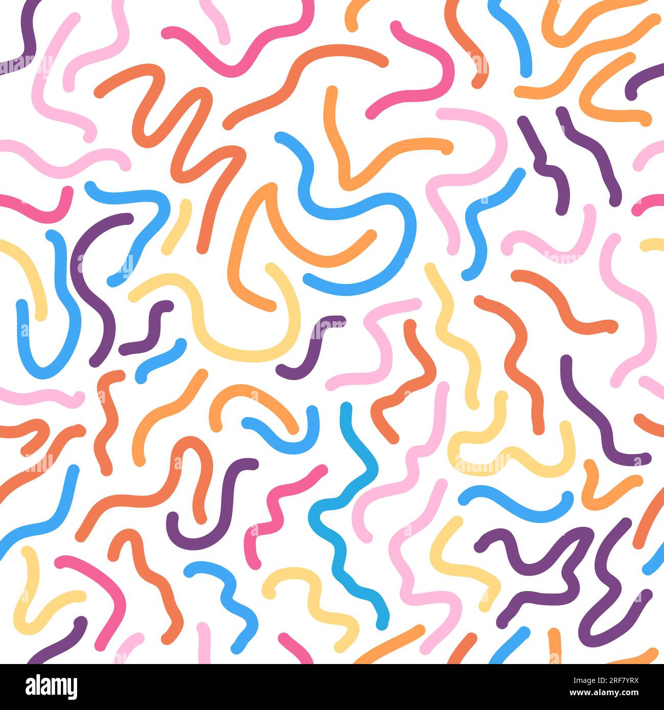 Scribbles. Colorful seamless background with sinuous lines ...