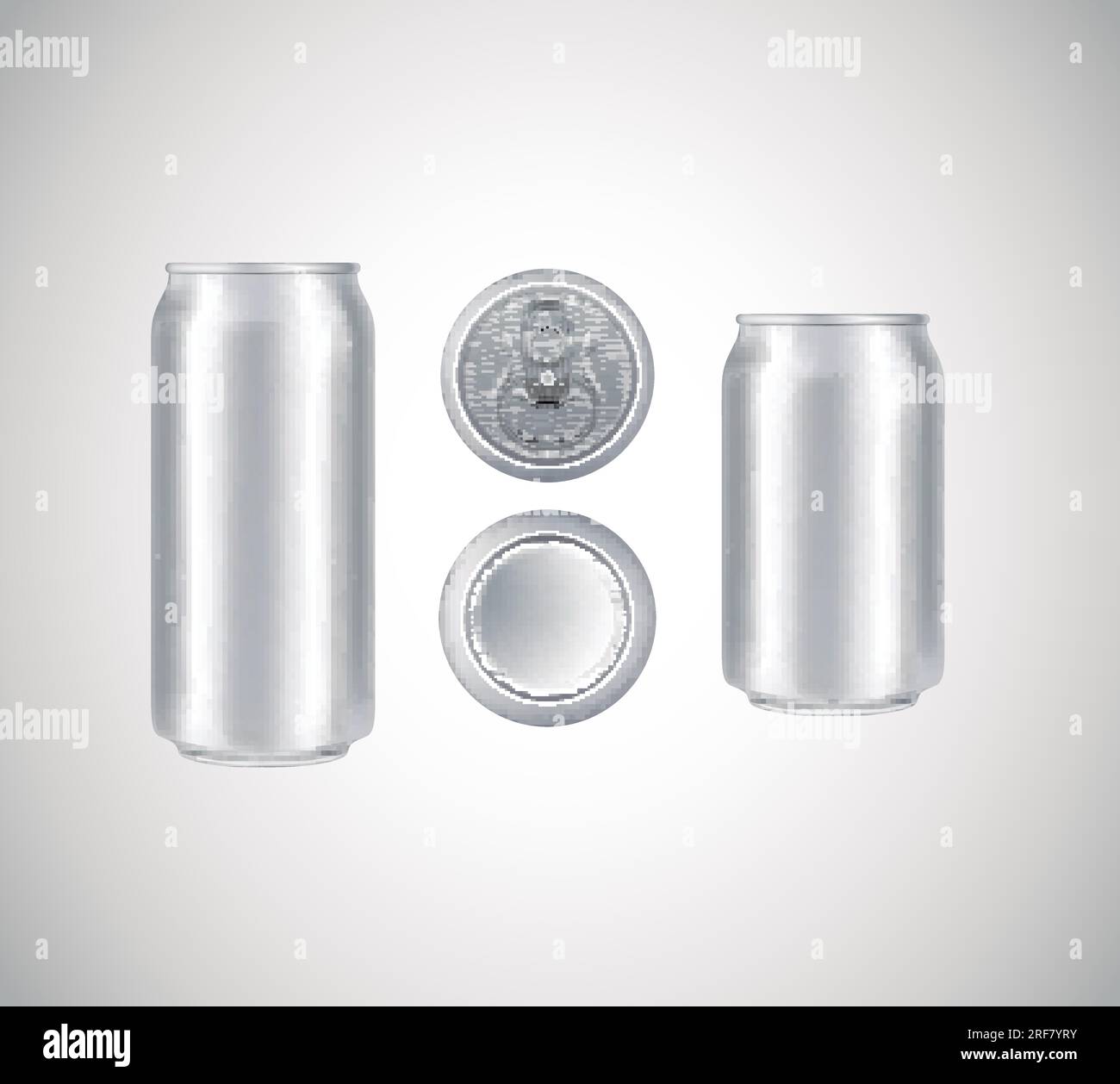 Metal can top, front, bottom view. Can vector visual 330 and 500 ml ...