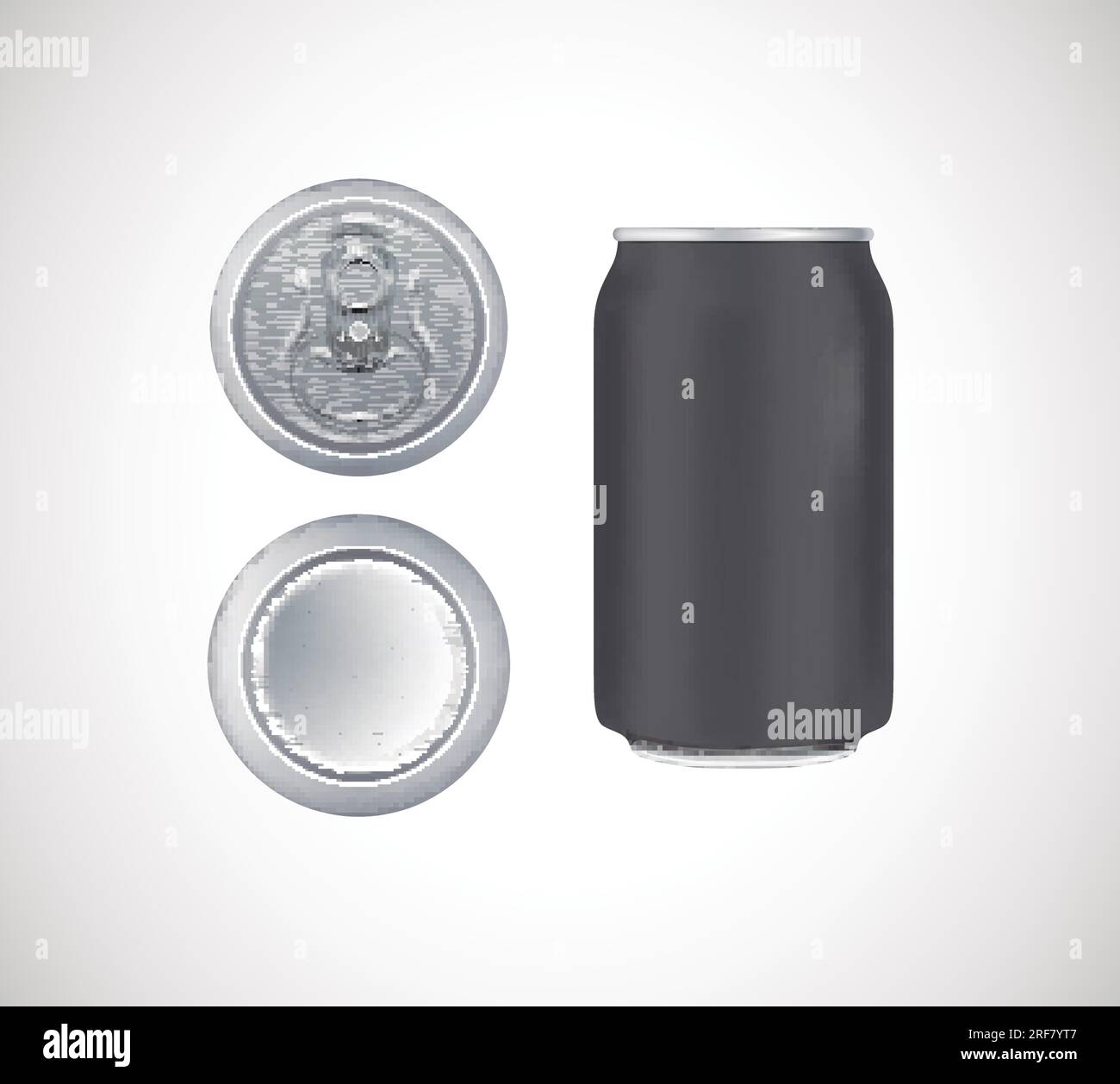 Black can top, front, bottom view. Can vector visual 330 ml. For beer ...