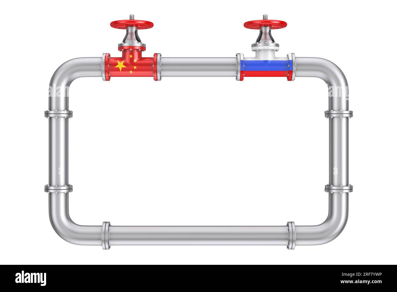 The Gas Pipeline with Valves and Flags China and Russia with Free Space ...
