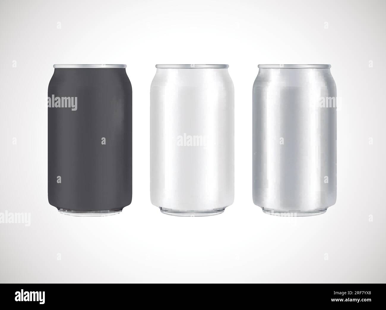 Aluminium beer pack. Metal, black and white can front view. Can vector ...