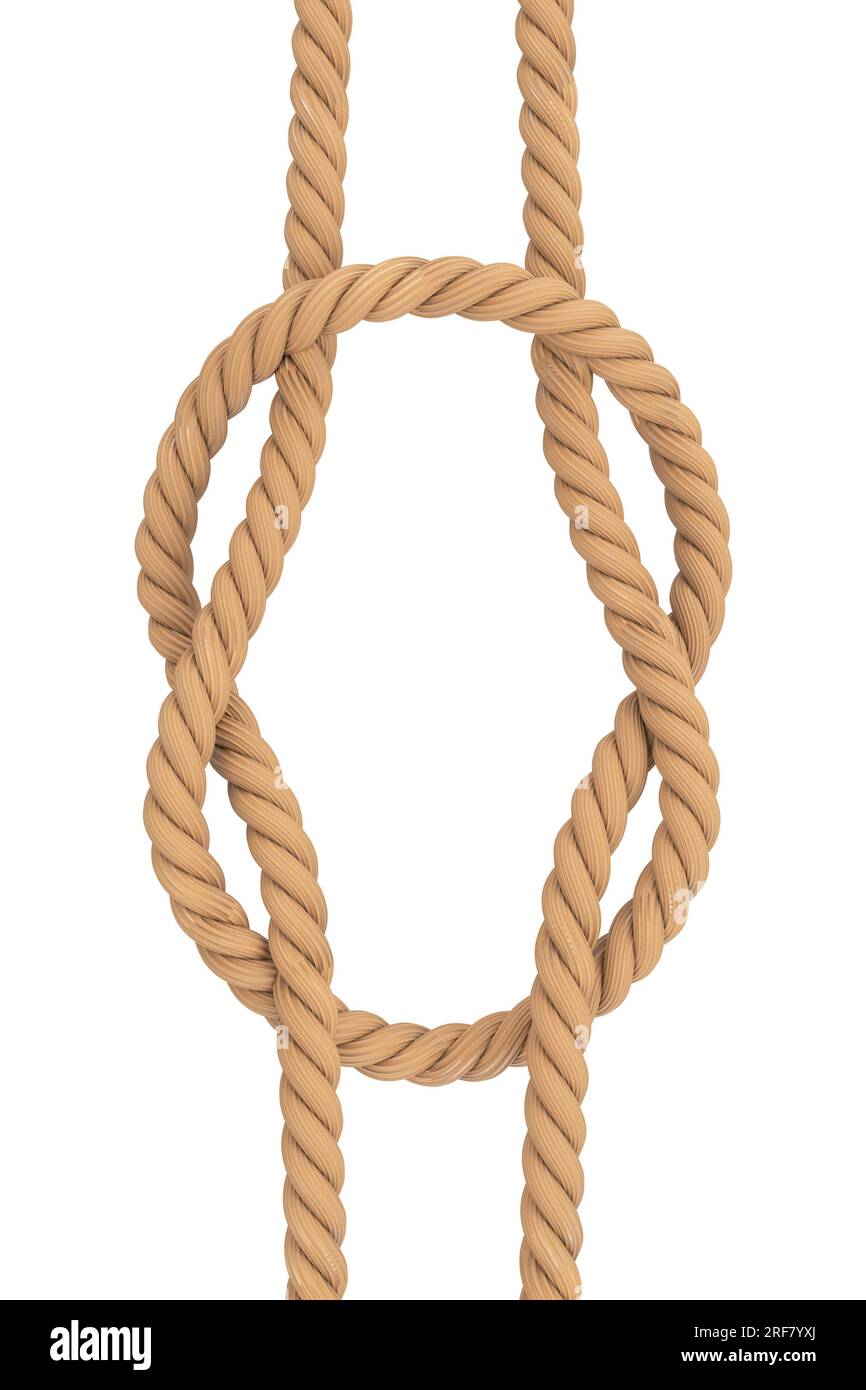 Rope with Reef Square Knot on a white background. 3d Rendering Stock ...