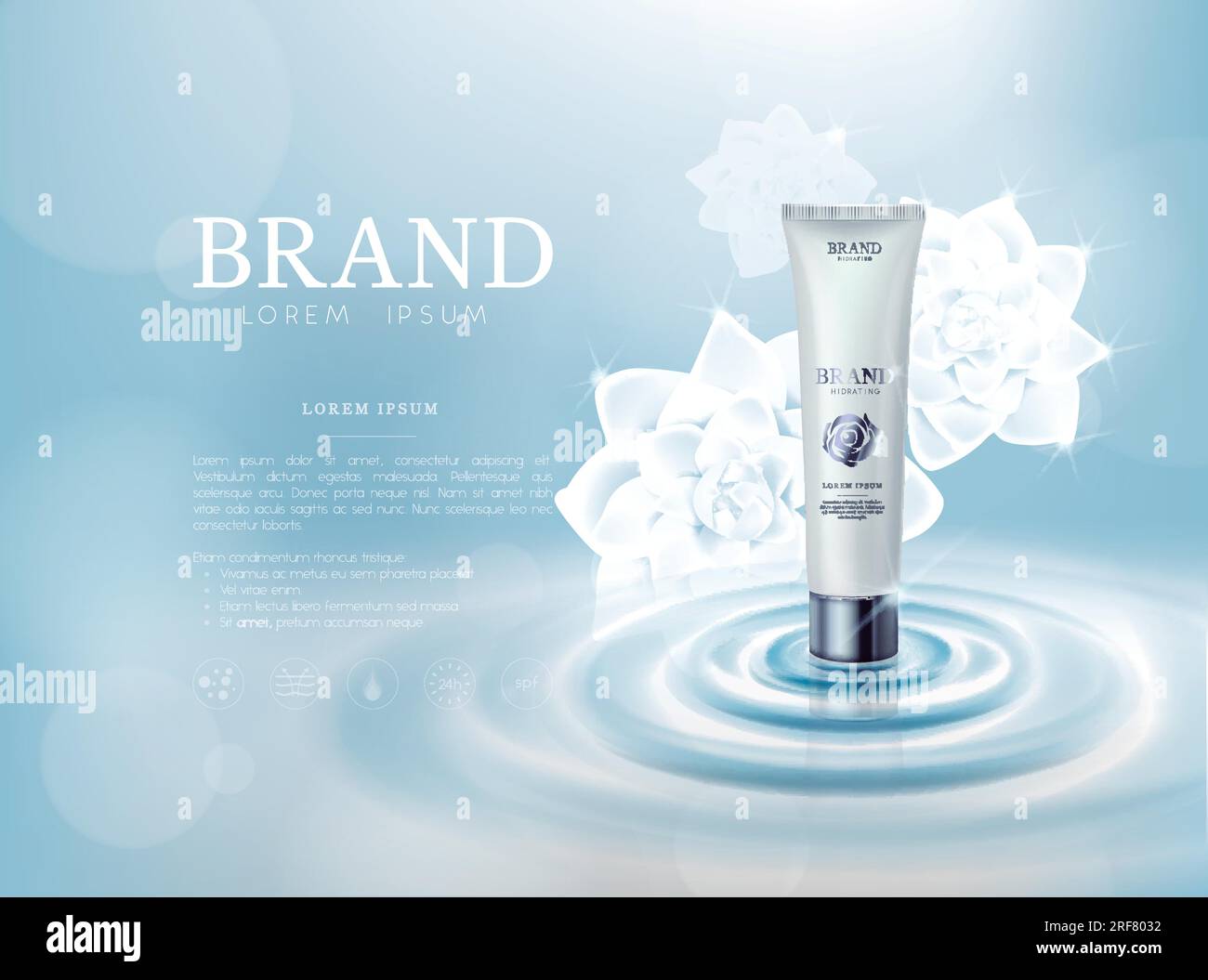 Moisturizing rose/camellia flower cosmetic skin in tube ads template ...