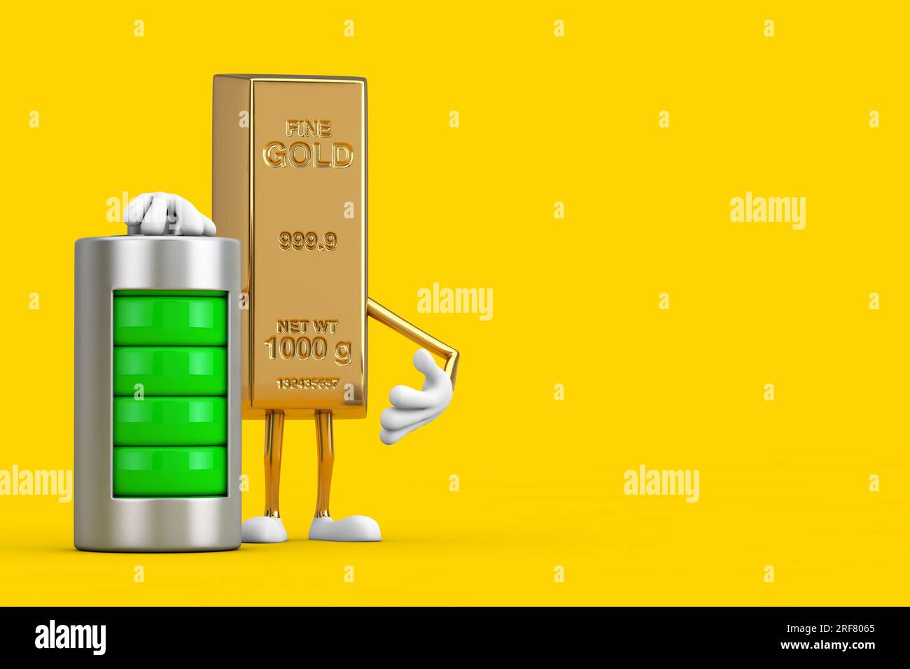 Golden Bar Cartoon Person Character Mascot with Abstract Charging ...