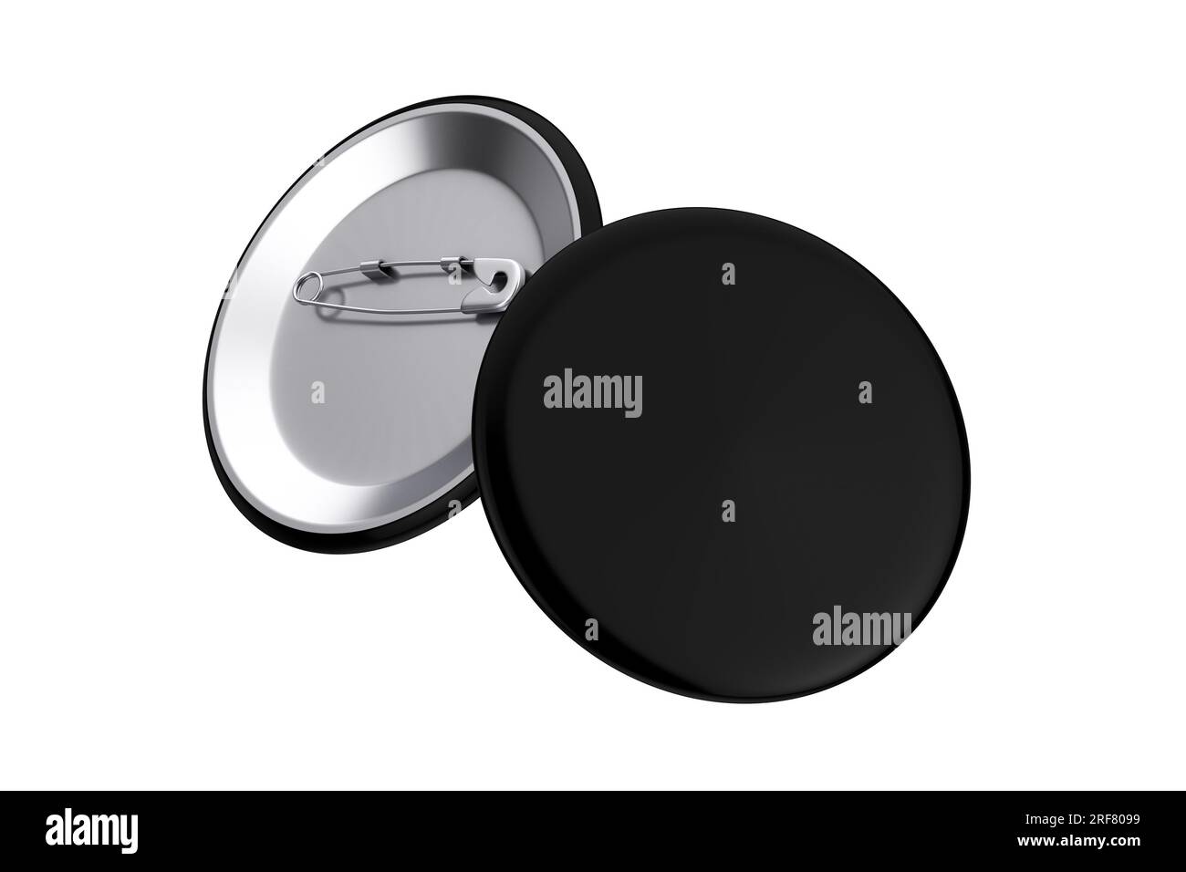 Front and Back View of Black Button Badges Mockup on a white background ...