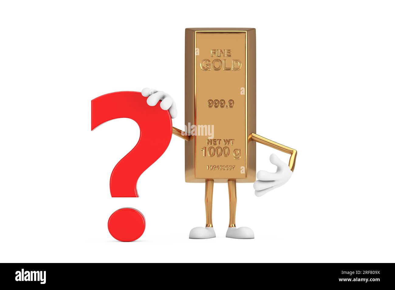 Golden Bar Cartoon Person Character Mascot with Red Question Mark Sign ...