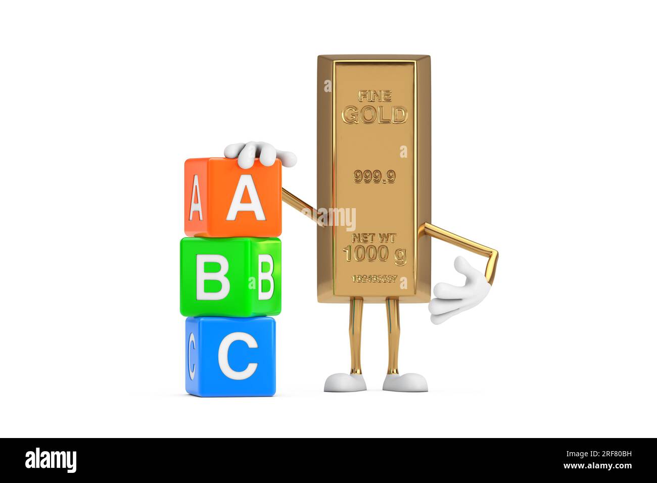Golden Bar Cartoon Person Character Mascot with Alphabet ABC Education ...